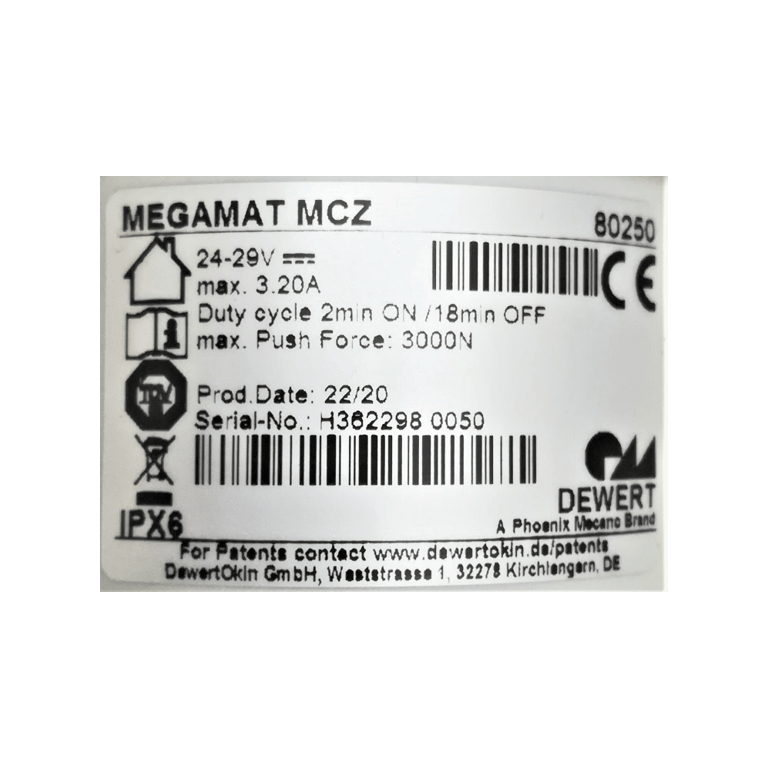 Attuatore MEGAMAT MCZ 80250 – Dewert - Gardhen Bilance
